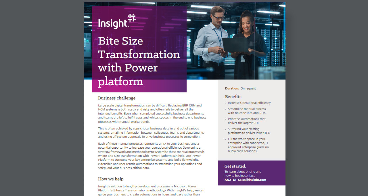 Bite Size Transformation with Power Platform | Insight Australia